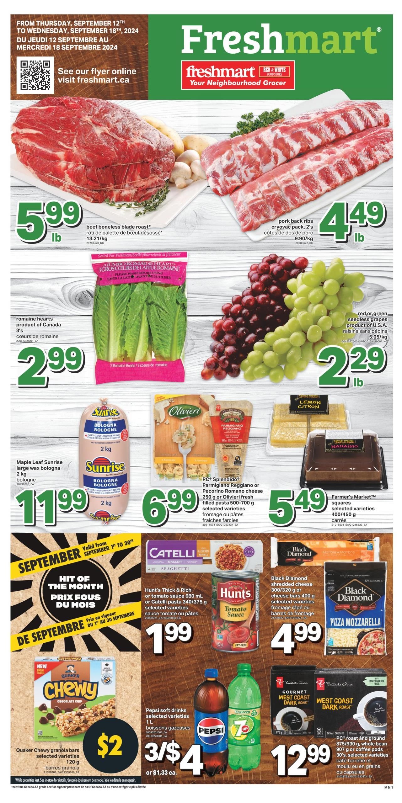 Freshmart Flyer – September 12 – September 18, 2024 – Cooper’s Food Market